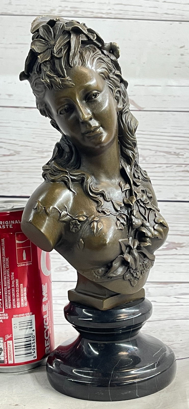 Bust of Forlorn Maiden Marble Art Deco Hot Cast Figurine Figure Bronze ...