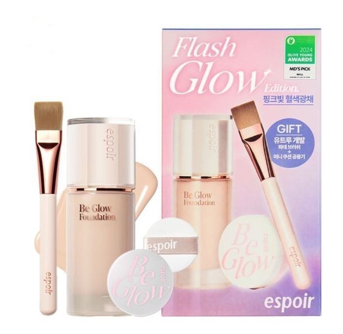 Espoir Be Glow Foundation Flash Glow Editon 30g+Brush 1ea Set(25 New ...