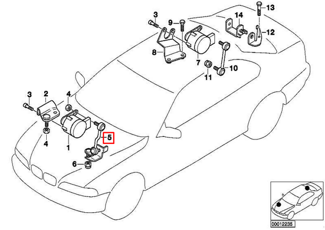Genuine BMW E46 Headlight Level Sensor Connector Rod Front OEM ...