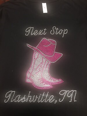 Next Stop Nashville, TN. - Ladies Rhinestone Junior Fit T-shirt ...