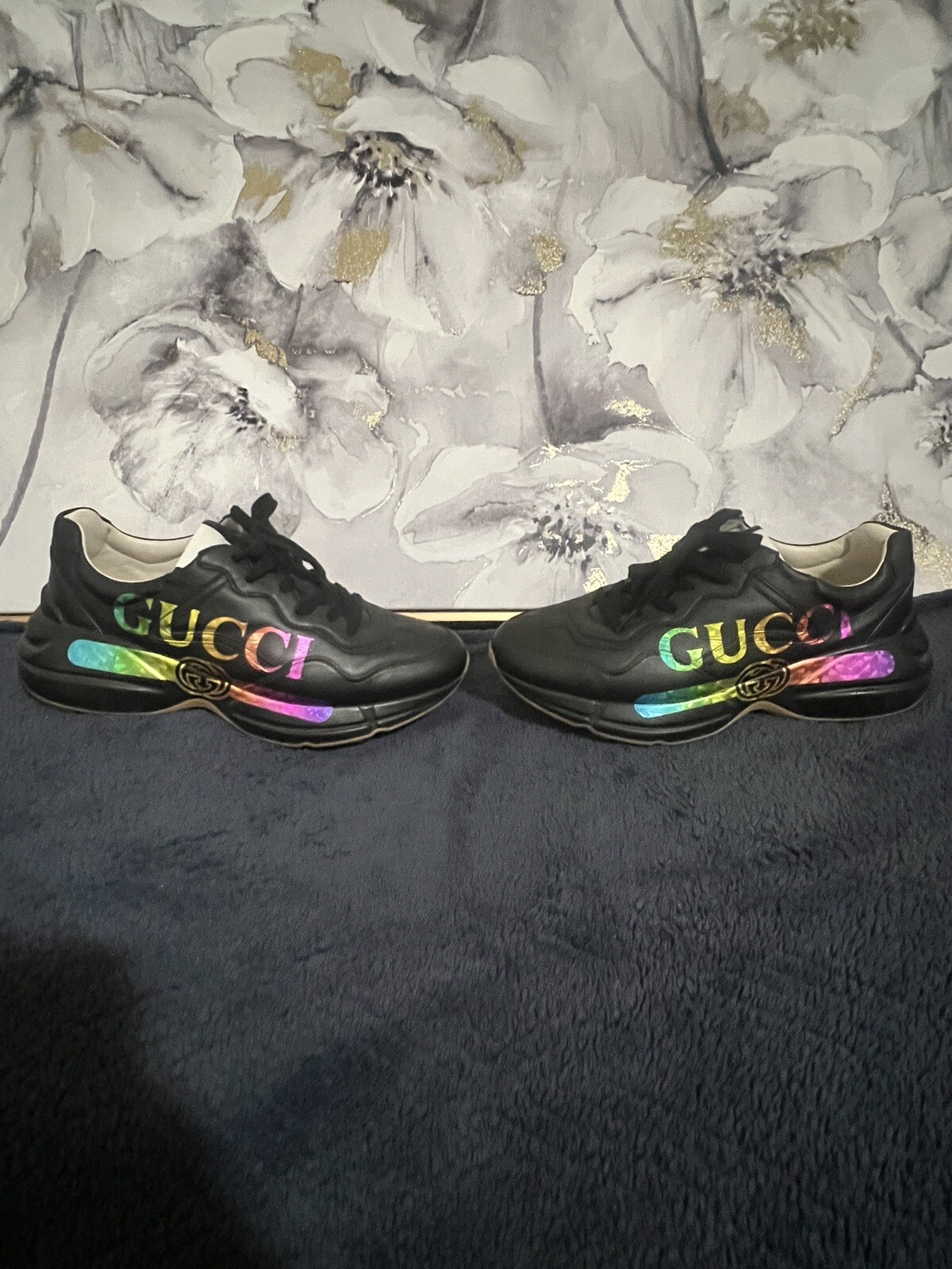 GUCCI Rhyton Iridescent Rainbow Logo Sneaker SIZE 9 | eBay