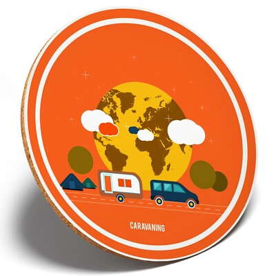 1 x Caravan Motor Home - Round Coaster Kitchen Student Kids Gift #9247 ...
