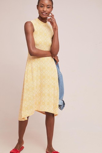 NWT Anthropologie Cleary Mock Neck Dress by Maeve sz XL Yellow | eBay