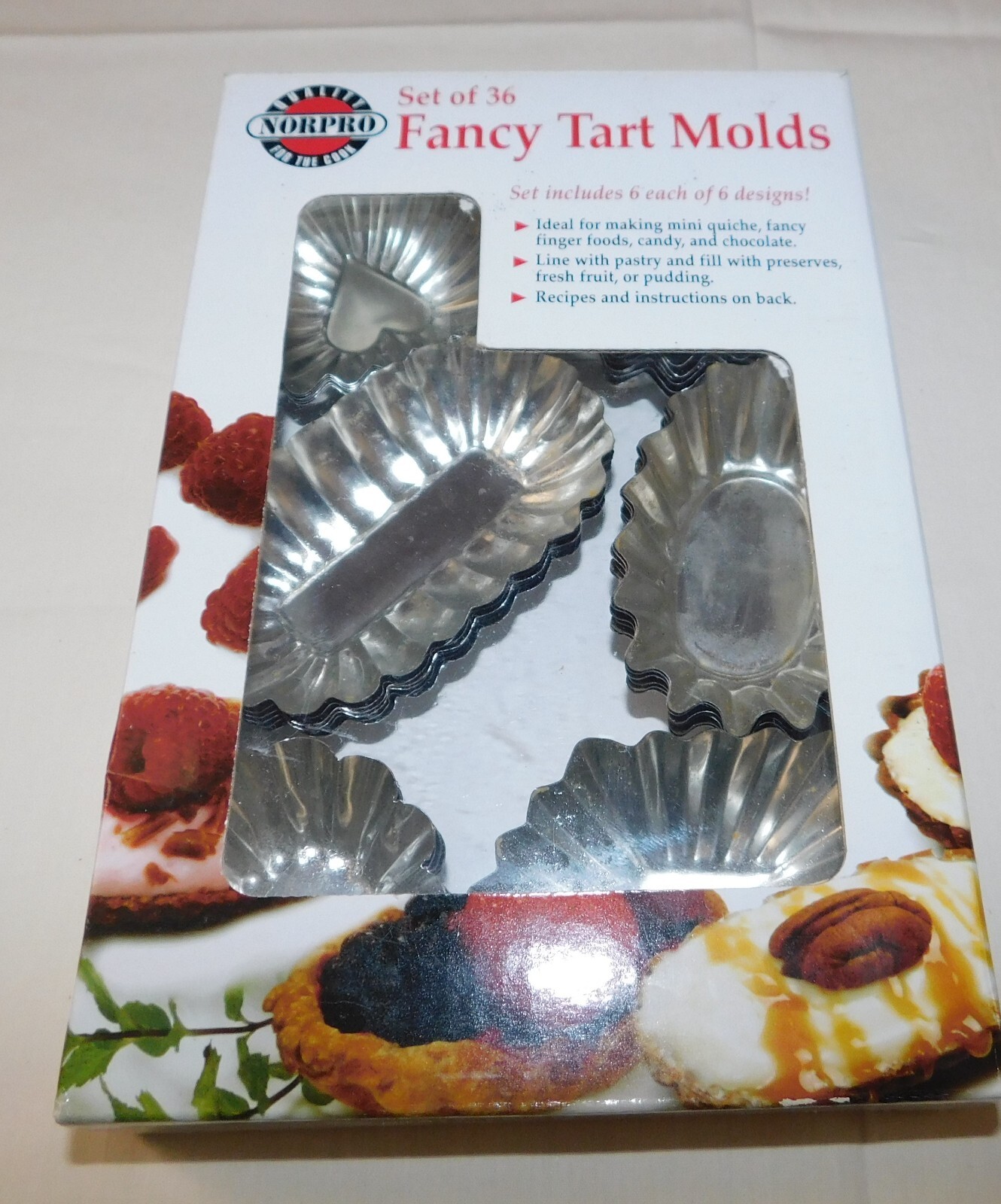 Norpro Set of 36 Fancy Metal Tart Molds 6 Shapes for Quiche Candies in ...