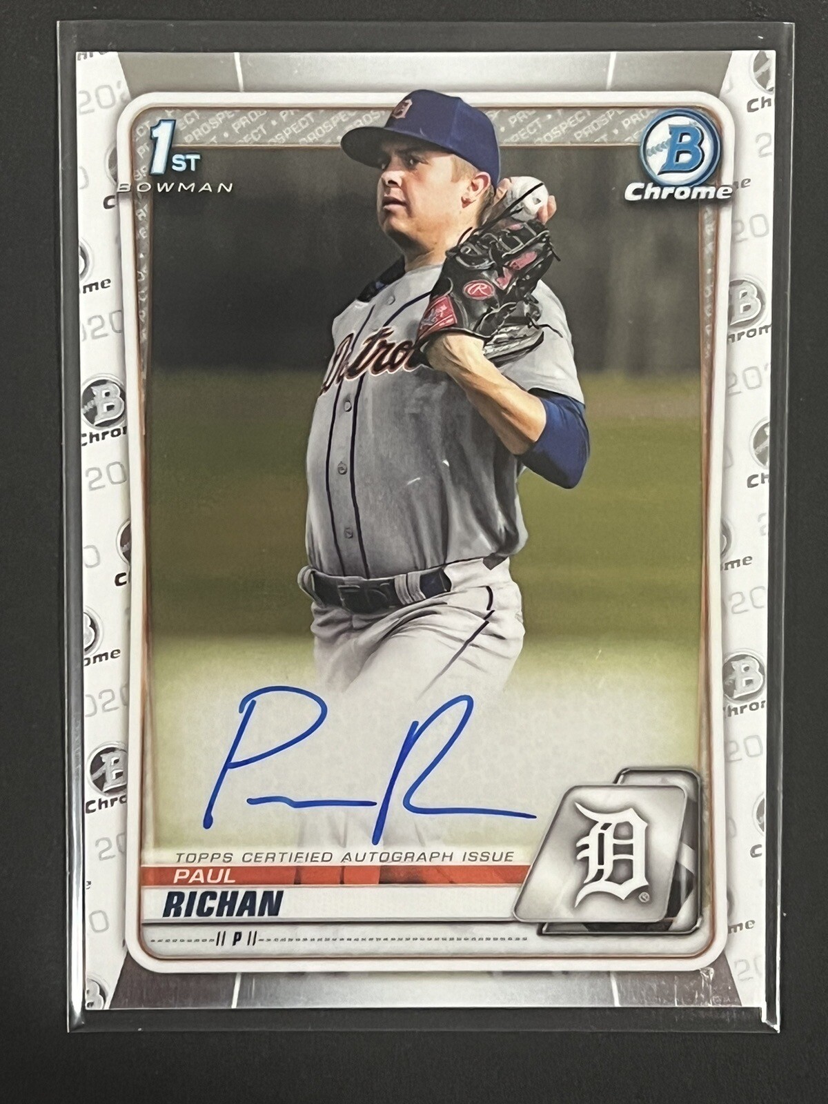 Paul Richan 2020 Bowman Chrome 1st Prospect Auto #CPA-PR Detroit Tigers ...
