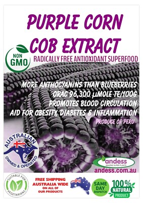 PURPLE CORN COB EXTRACT NATURAL Peruvian Superfood 300g CHICHA MORADA ...