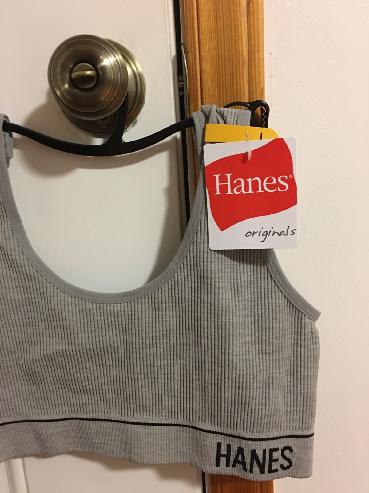 NEW WOMEN SIZE L HANES ORIGINALS RIB SCOOP CROP COMFORTFLEX FIT ...