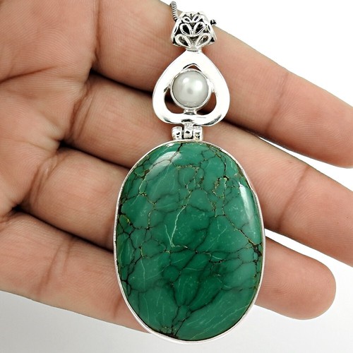 Anniversaire Cadeau Pendentif Vintage 925 Argent Naturel Turquoise ...