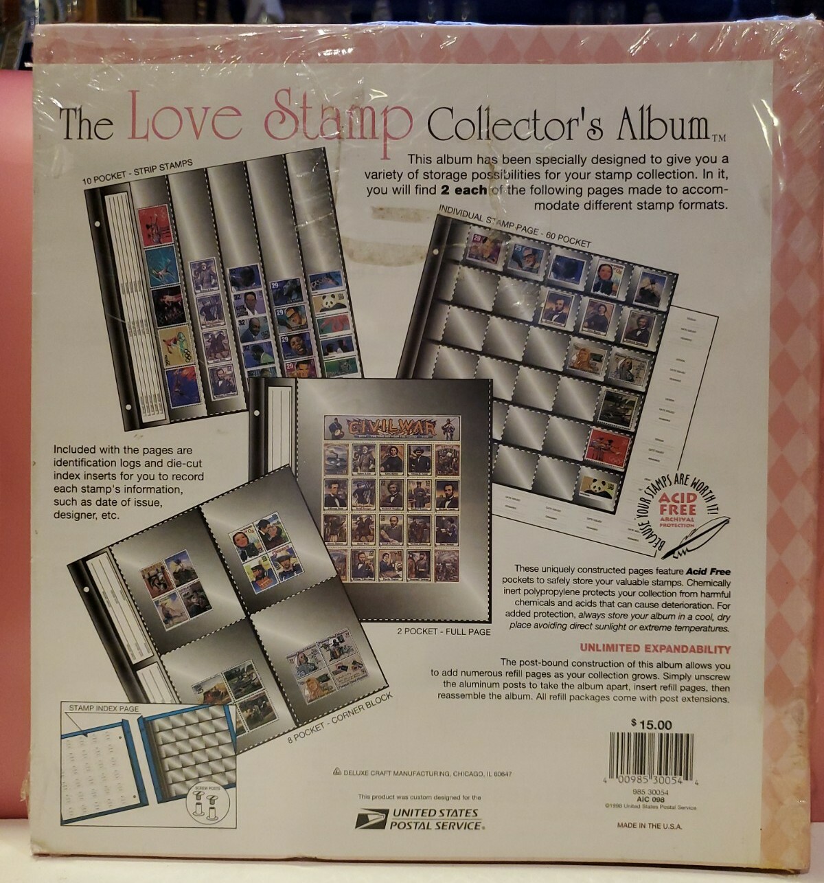 Philatelic Stamp Collection Kit Album LOVE STAMP 33 cents~8 Pages 150 ...