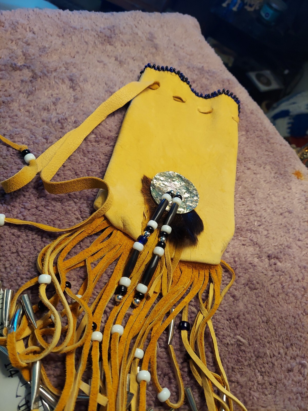 Native American Beaded Elk Buckskin Bag | eBay