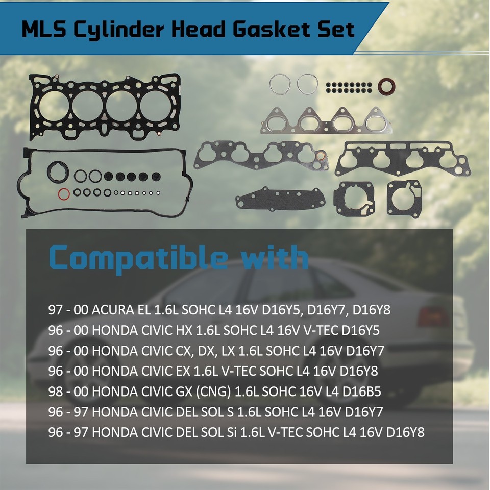 Fit 96-00 Honda 1.6L SOHC Engine Cylinder Head Gasket Set D16Y5 D16Y7 ...