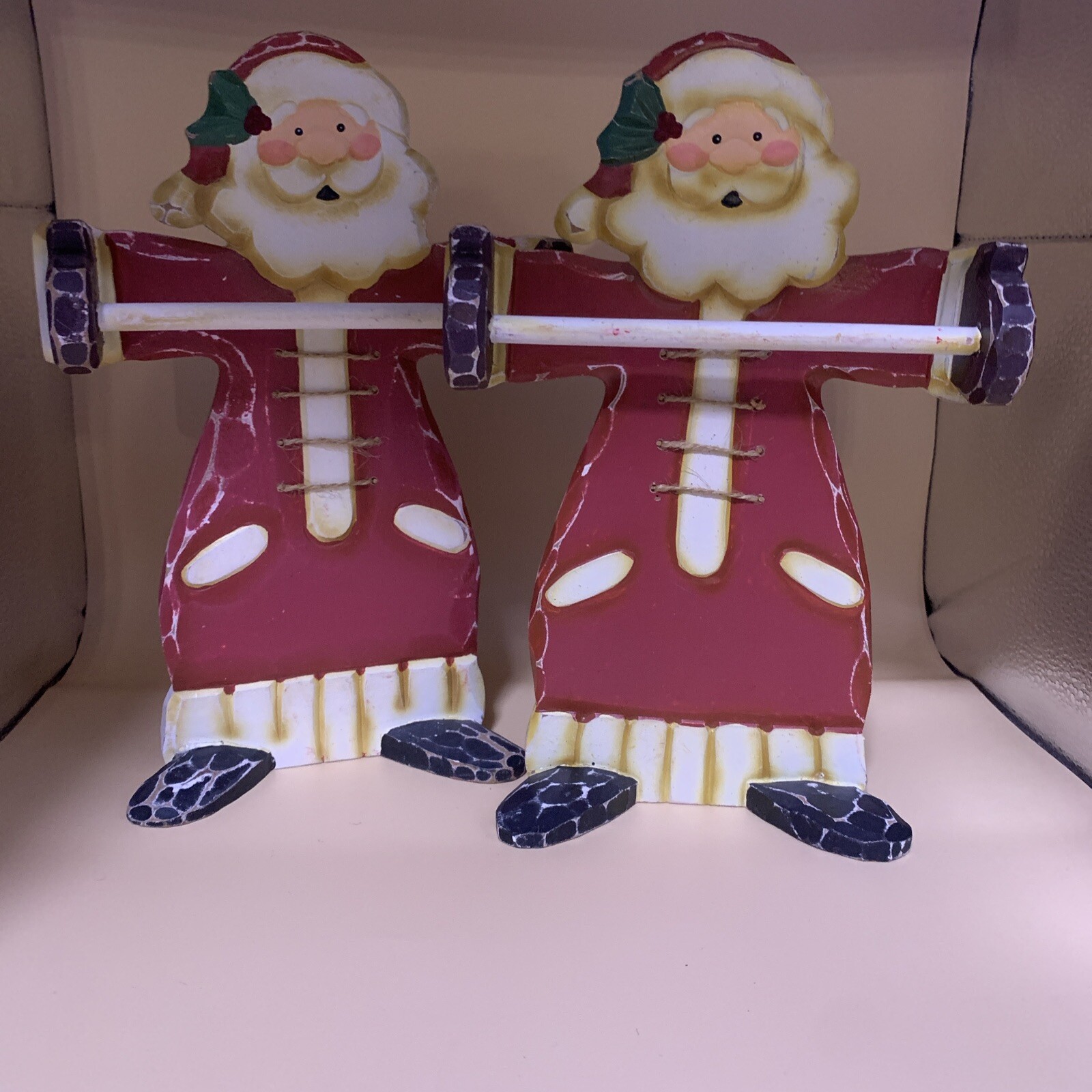 Christmas Candy Cane Holder Lot of 2 Tea Towel Vintage Hand Carved ...