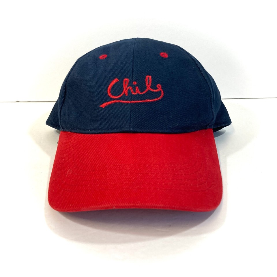 Vtg CHILE HAT navy blue red LOW PROFILE structured south america world ...