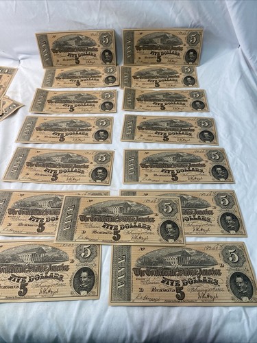 15 Civil War $5 Currency- Confederate Bank Note Sampler*FACSIMILE* | eBay