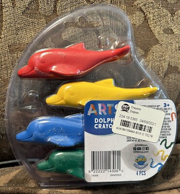 Artsi 4 Piece Dolphin Crayons - Red, Yellow, Green and Blue - New ...
