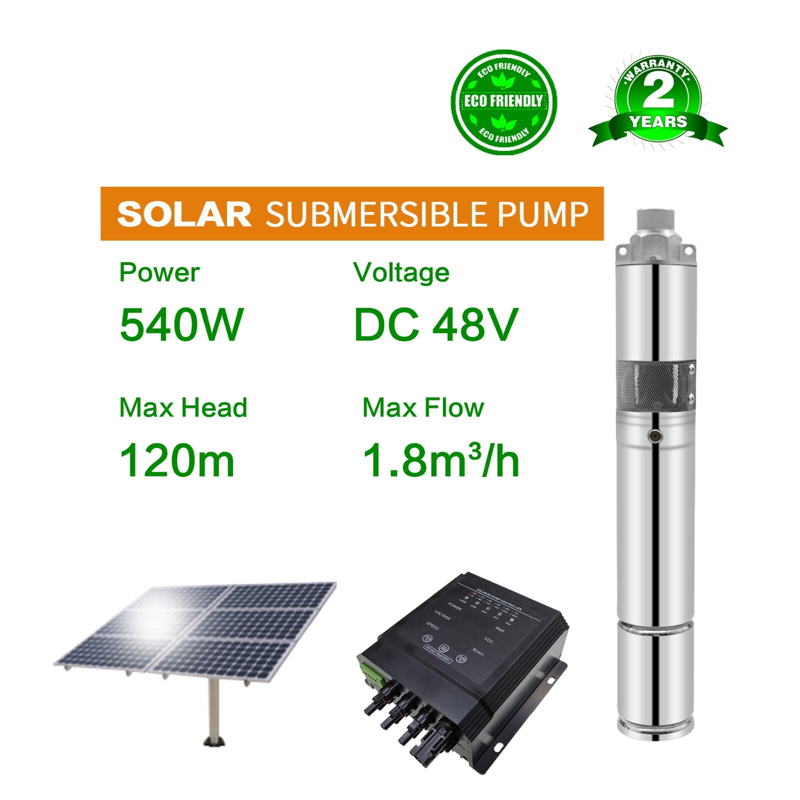 Solar Panel Submersible Deep Well Stainless Steel Bore Water Pump Kit ...