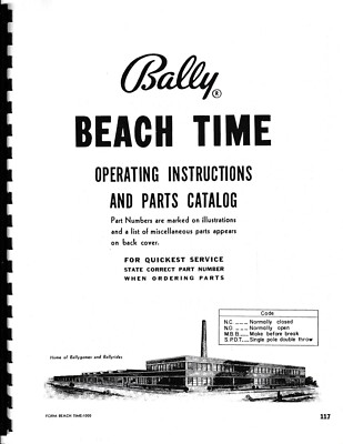 BALLY BEACH TIME [BINGO] PINBALL MACHINE MANUAL - NEW! | eBay