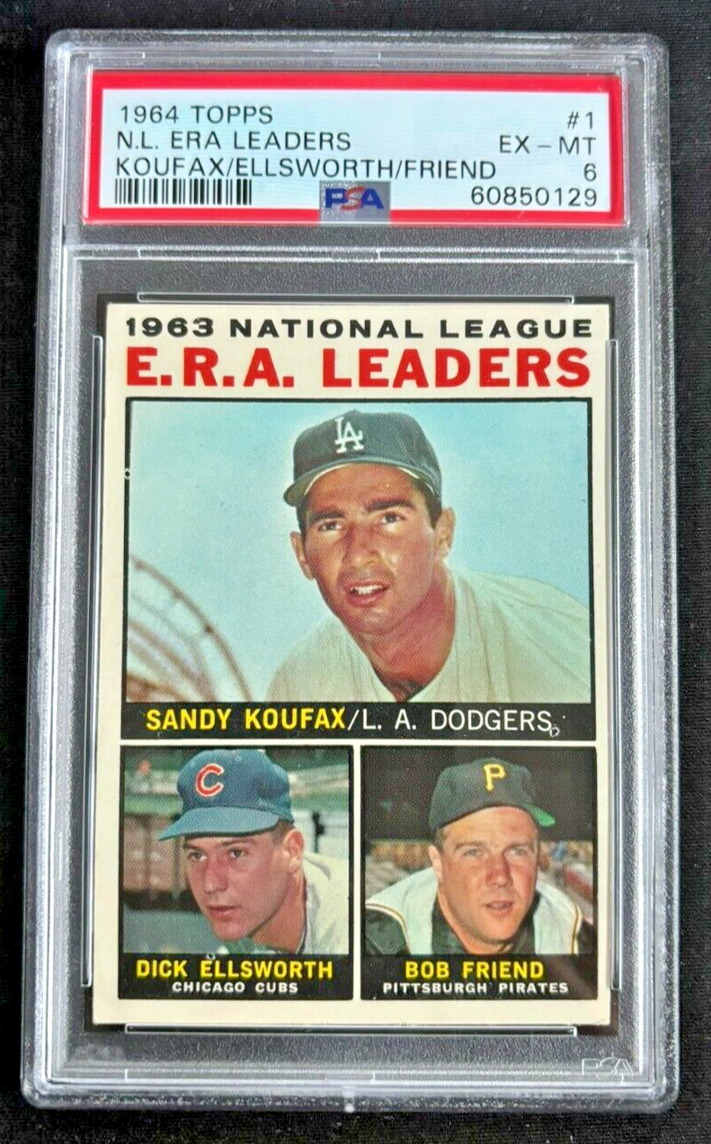 1964 Topps #1 Sandy Koufax, Ellsworth, Friend PSA 6 EX-MT NL ERA ...
