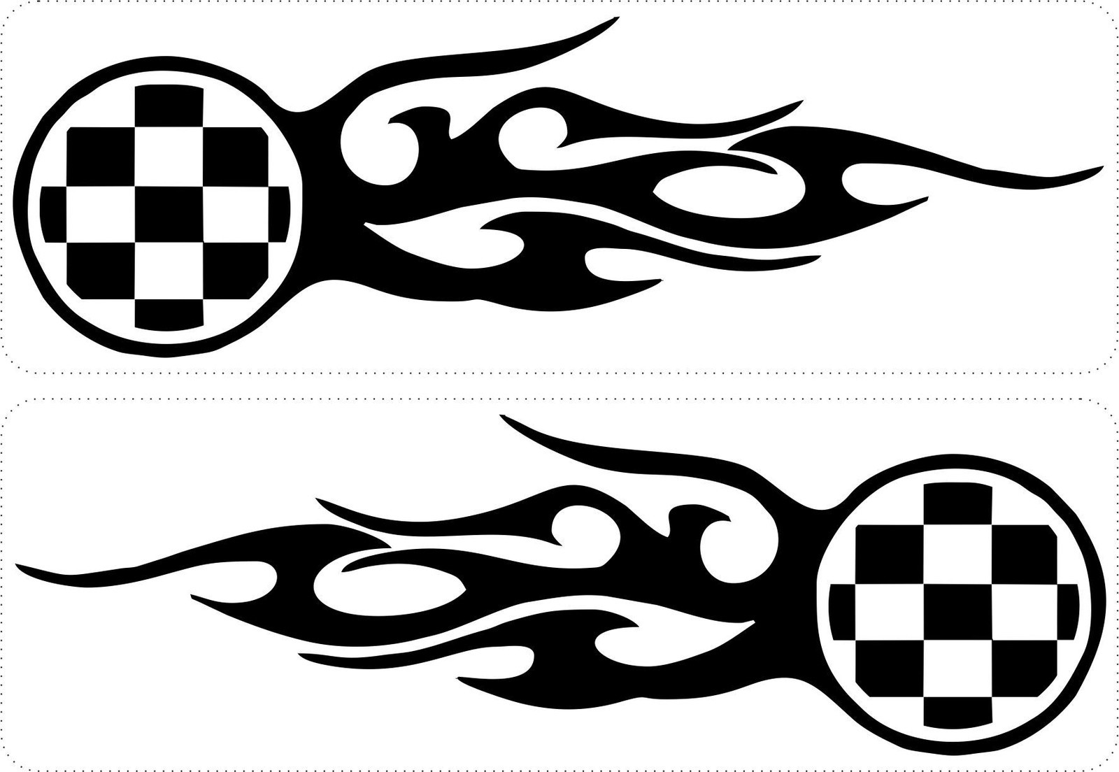 Set 2x sticker decal vinyl car bike bumper checkered flag flame | eBay