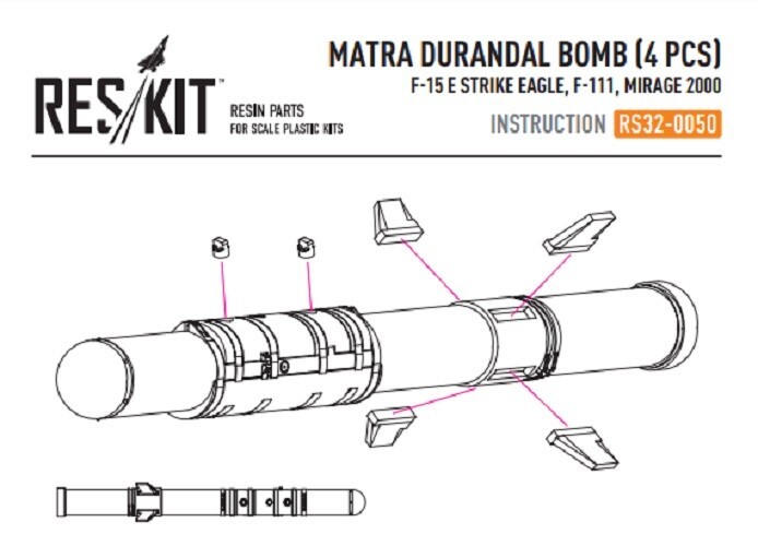 ResKit RS32-0050 Upgrade set Scale model kit 1:32 Matra Durandal bombs ...