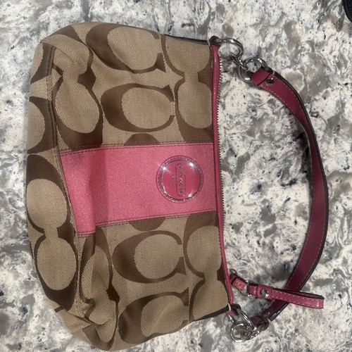 Coach Signature Demi Tan And Pink Handbag | eBay