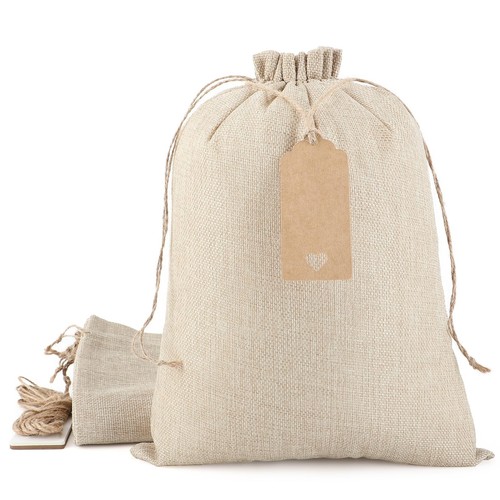 Burlap Bags with Drawstring, 10"x14" Burlap Favor Sacks (Lot of 10) for ...