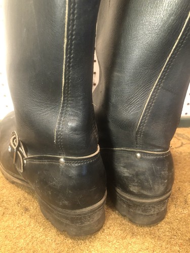 Vintage Men Bike Motorcycle Steel Toe Safety Tall Engineer Boots Size 9 ...