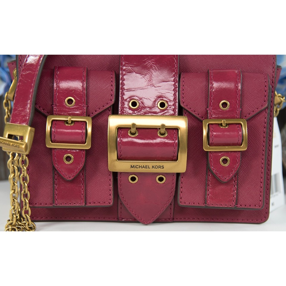 Michael Kors Berry Glazed Leather Hayden Medium Messenger Bag NWT | eBay