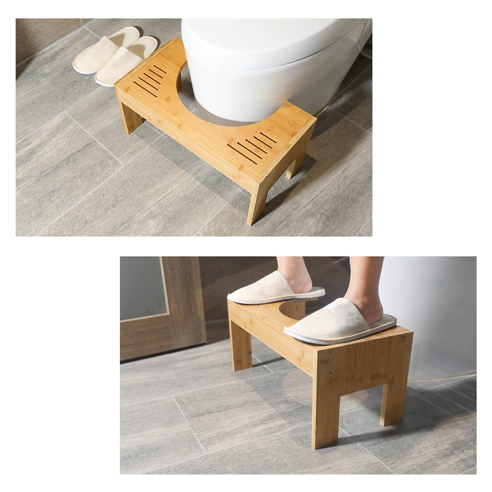 Bamboo Adjustable Toilet Stool, 7-9 Inches Bamboo Potty Stool, Poop ...