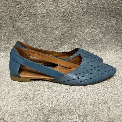 Spring Step Laser Cut Geometric Blue Leather D’Orsay Flats Size EU 42 ...