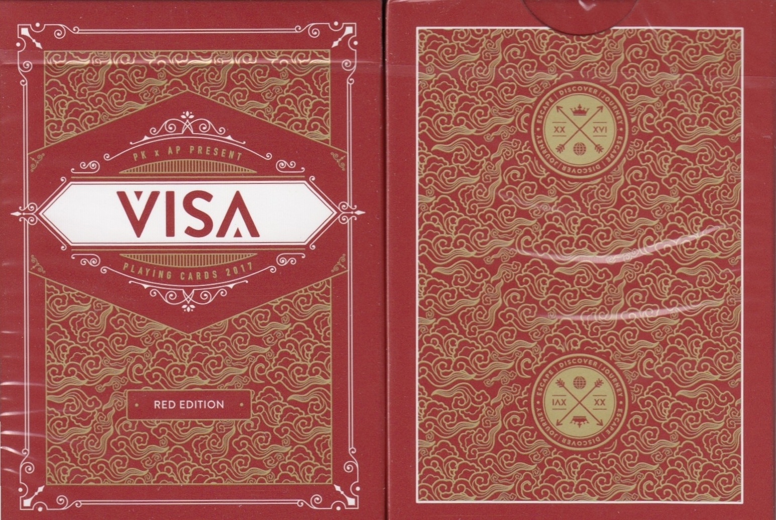 Visa Red Gold Playing Cards Poker Size Deck USPCC Custom Limited ...