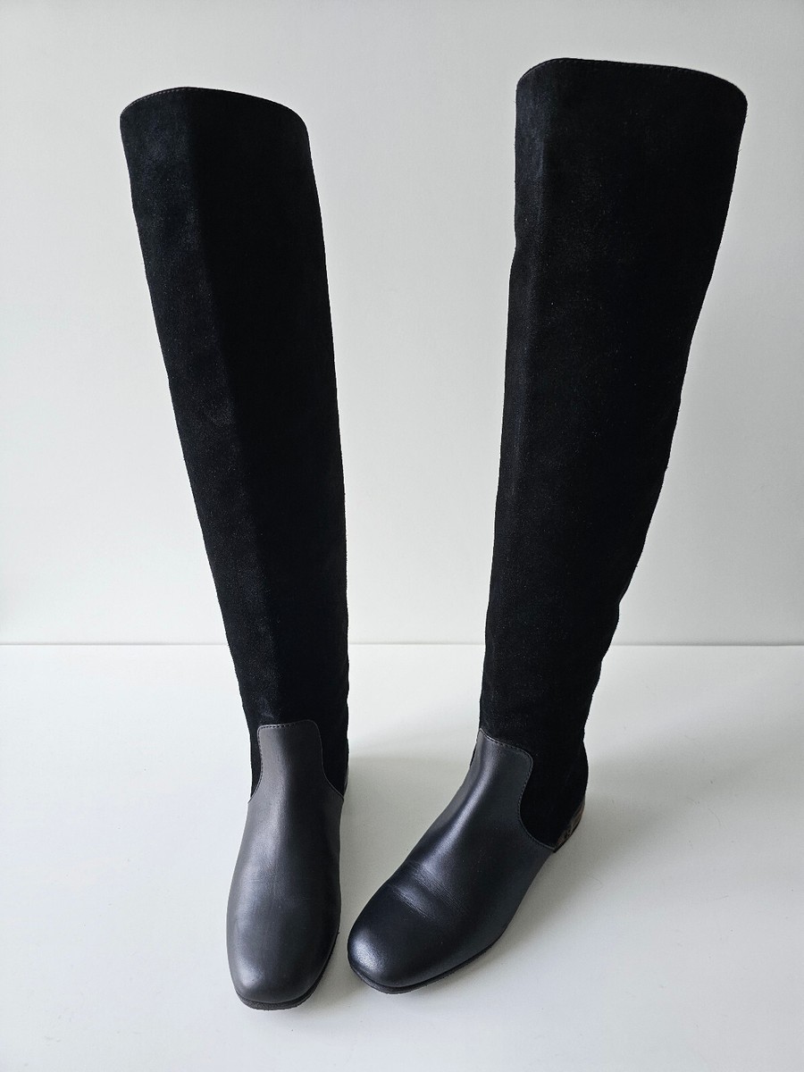 Gucci Lucille Black Suede Leather Bamboo Knee High OTK Boots Gucci Lucille Black Suede Leather Bamboo Knee High OTK Boots