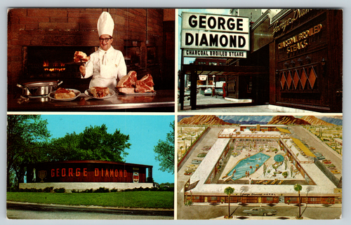 c1960s George Diamond Charcoal Broiled Steaks Illinois Vintage Postcard ...