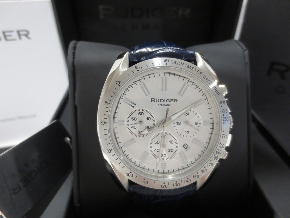 Rudiger Men's Dresden Watch R1000-04-001.3L Chronograph Tachymeter Blue ...