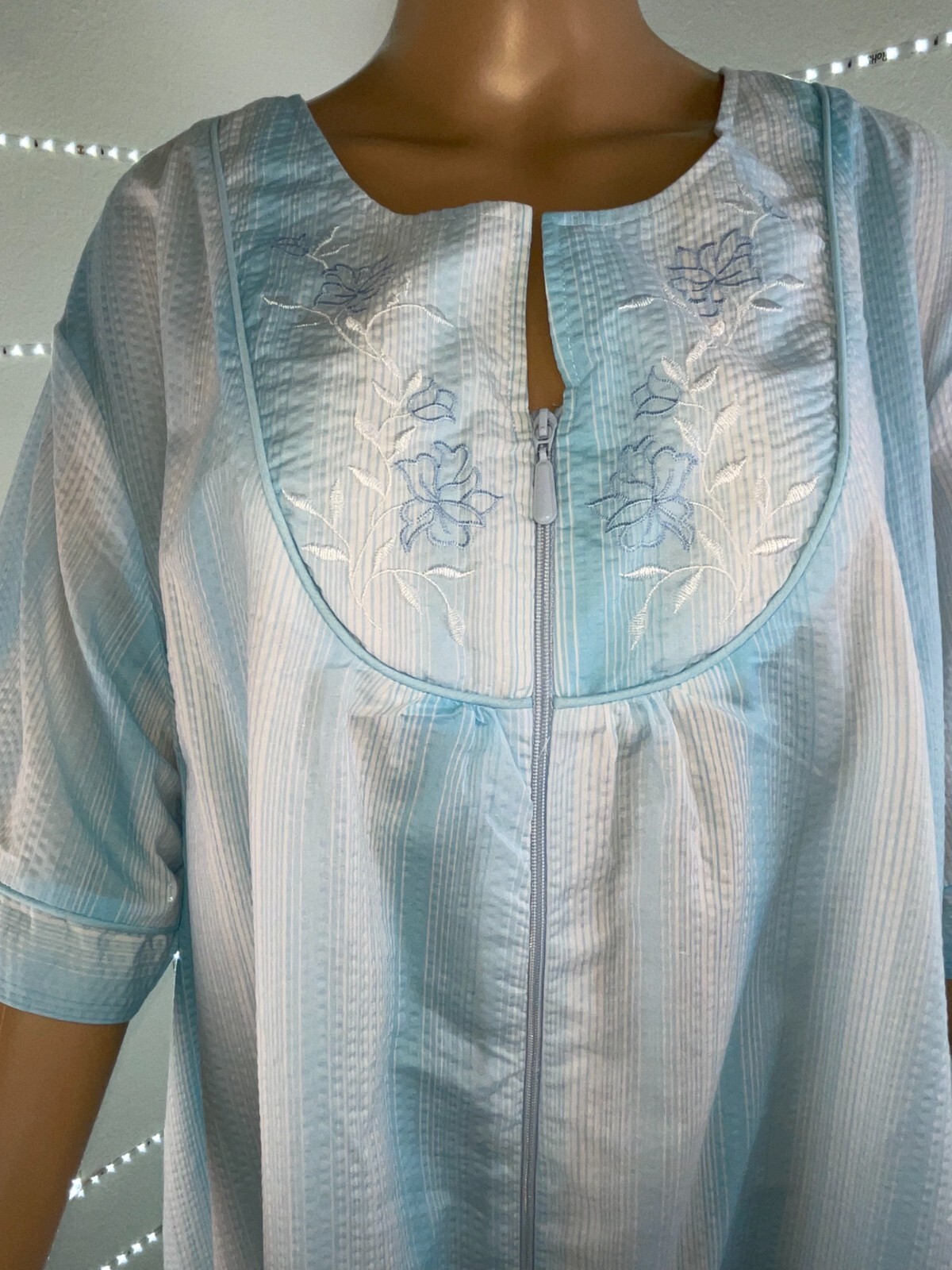 Simply Basic Nightgown MuMu Plus Size 3X Blue Floral Yoke Short Sleeve ...