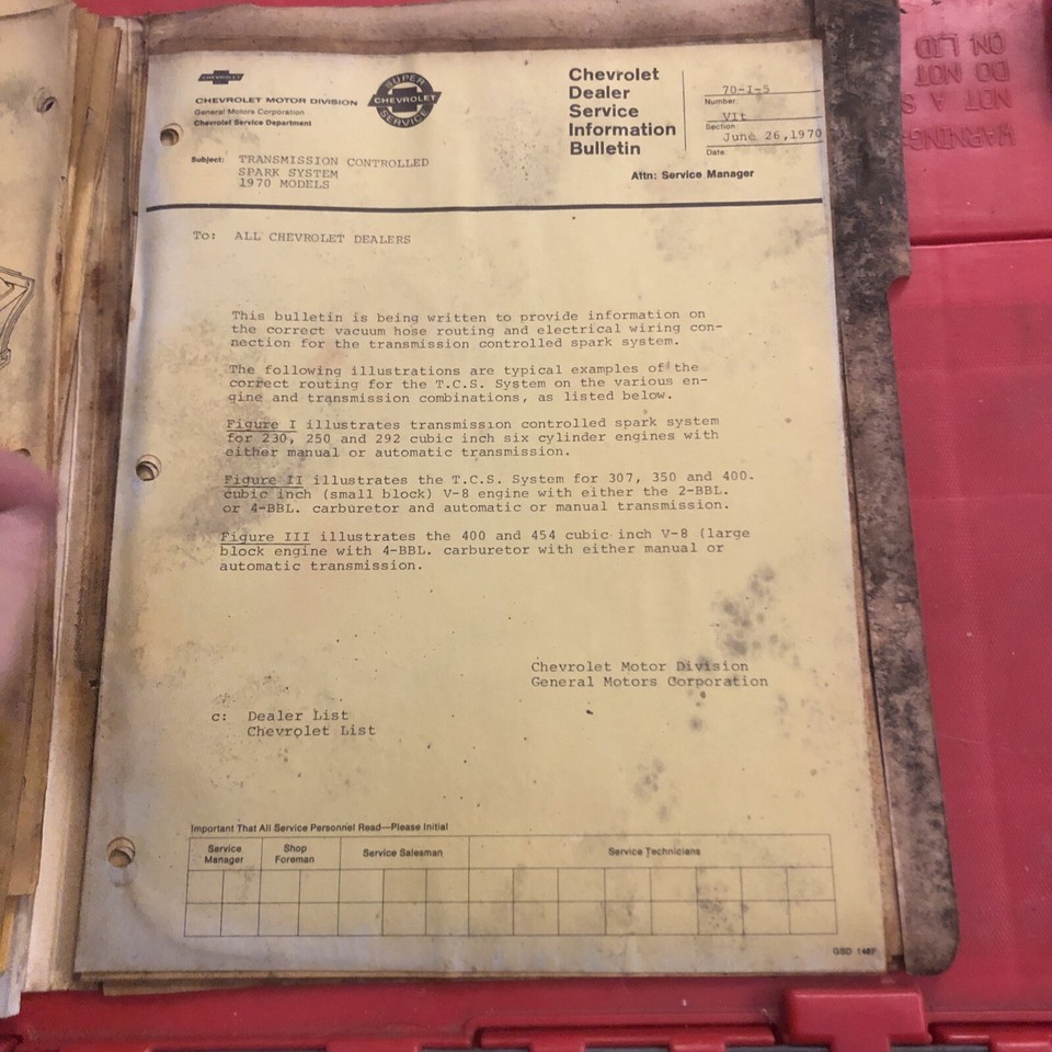 Original 1970 GM Chevrolet Dealer Service Information Bulletins | eBay
