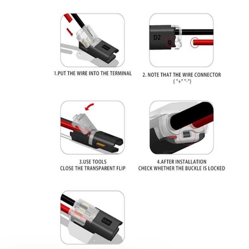 10Pcs 2Pin Quick Pluggable Splice Electrical Cable Wire Connector Crimp ...