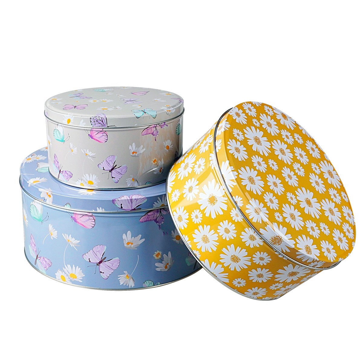 Cake Storage Tins Set 3 Round Nesting Airtight container Kitchen Food ...