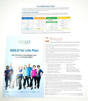 GOLO for Life Plan Guide, The GOLO Diet Meal Smart Card, Release ...