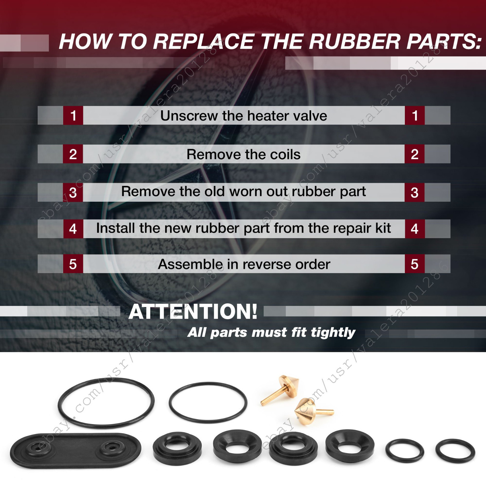 Mercedes-Benz Heater Valve Repair Kit W140, C140 Rebuild Kit 0018301484 ...