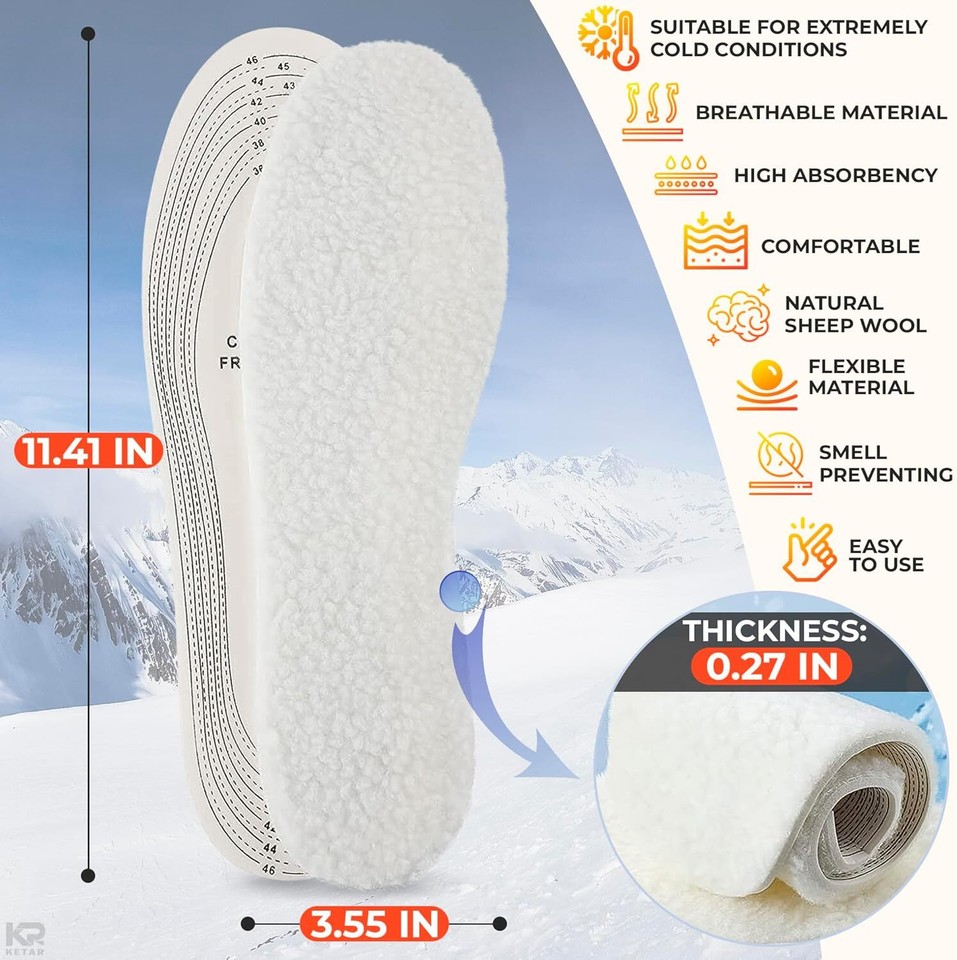 Wool Shoe Inserts - Sheepskin Insoles Women Shoe Liners for Women Mens ...