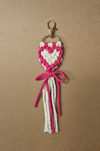 Macrame Heart Keychain Keyring Handmade Swivel Clasp Hook Boho Backpack ...