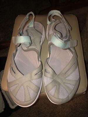 EASY SPIRIT Explore 24 Seesplash Womens Gray/Mint Leather Slingback ...