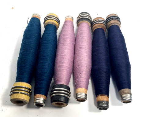Wrapped Wood Quills, Bobbins, Spools, Wooden Threaded, Textile, lot of ...