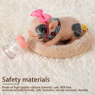 6Inch Silicone Pig Doll Toy Mini Soft Lifelike Silicone Pig Doll Cute ...