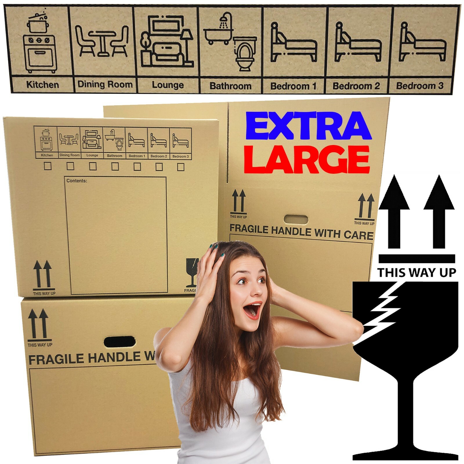 Extra Large (XXL) 21x21x16" Strong Removal Moving Cardboard Boxes | eBay UK