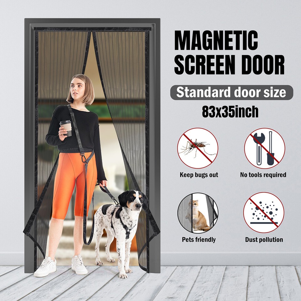 Magnetic Screen Door Mesh Curtain Heavy Duty Mosquito Net Bug Hands ...