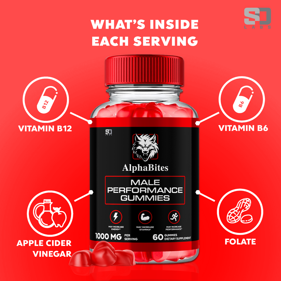 Alpha Bites Male Gummies for Men Performance Support Alphabites (60 ...