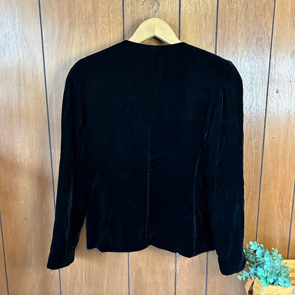 Vintage Talbots Womens Black Velvet Blazer Mandarin Collar Whimsygoth ...