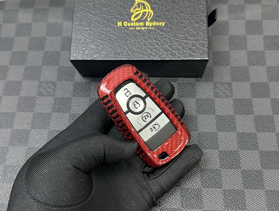 Premium Carbon Fiber Key Fob Cover Keychain Pack For Ford Mustang ...